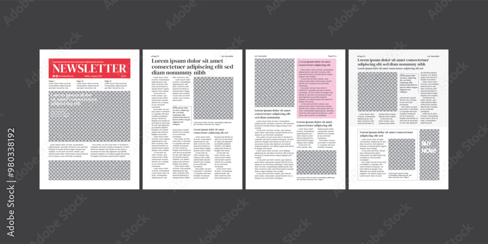 A4 editable newsletter design template. Editorial layout for magazine ...