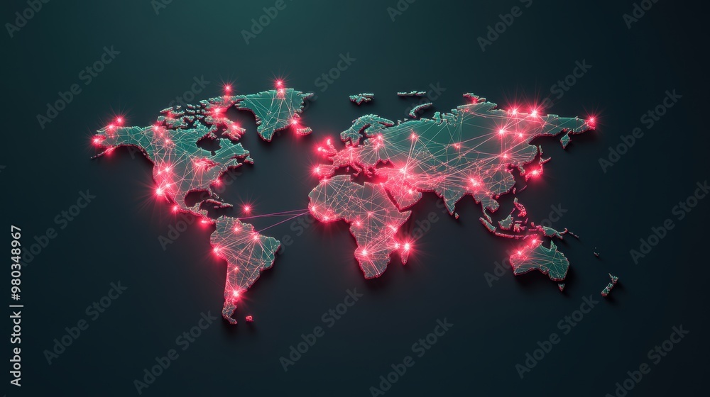 Network Map of Internet Connections and Data Flow, A network map ...