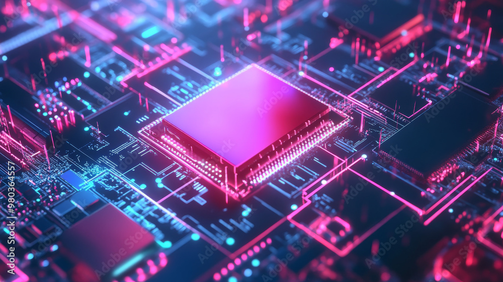 Conceptual abstraction of a quantum computer. Digital signal beam ...