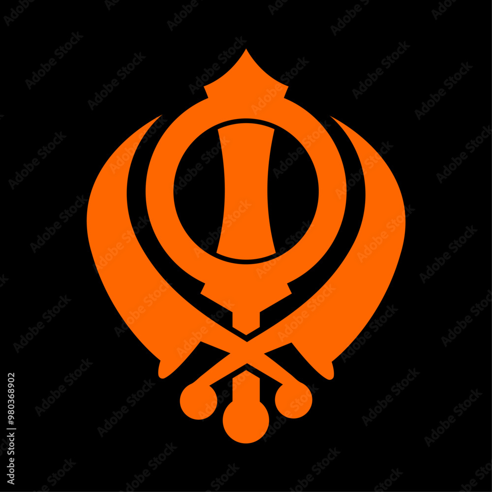 Vector minimalistic Illustration of the holy symbol of Khanda a ...