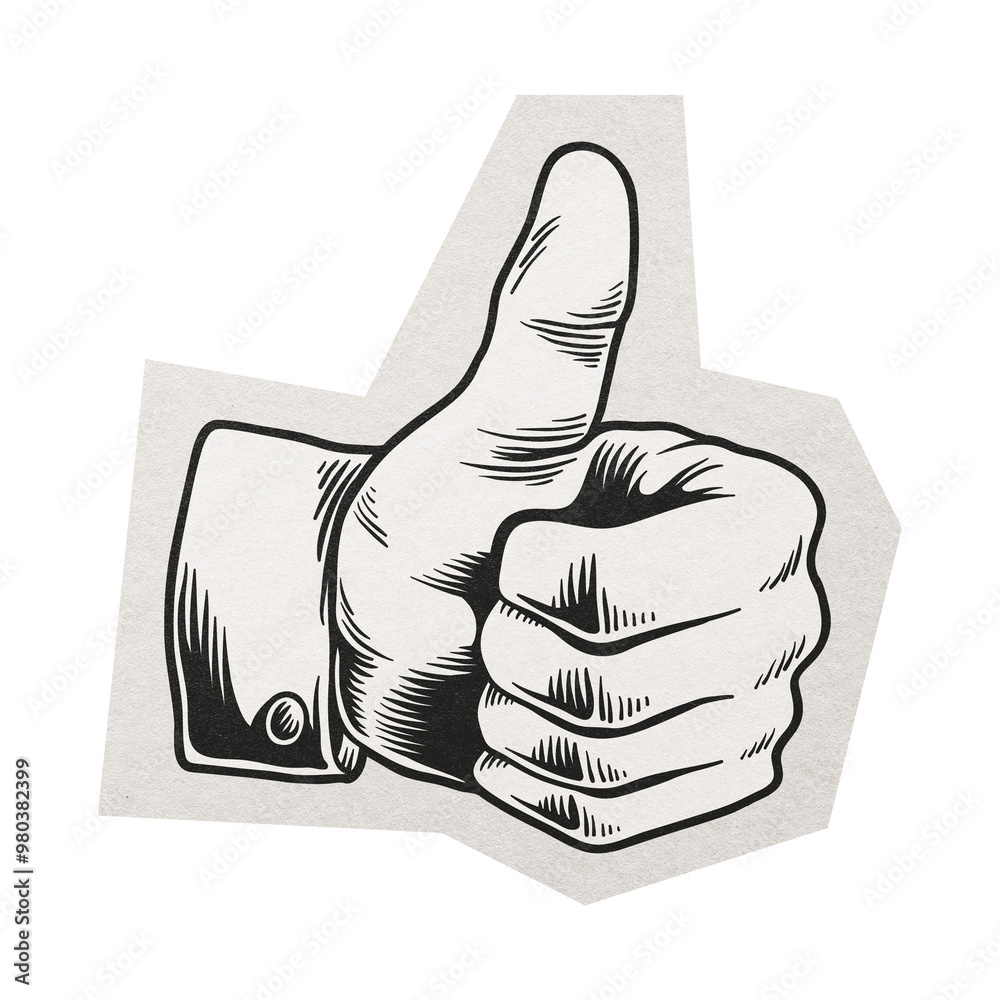 PNG thumbs up sticker white border, transparent background Stock ...