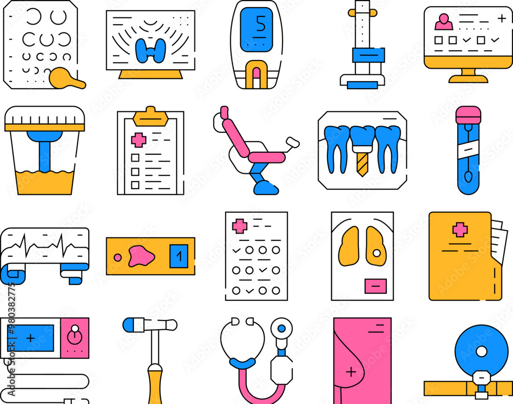 Medical Checkup Health Collection Icons Set Vector. Medical ...