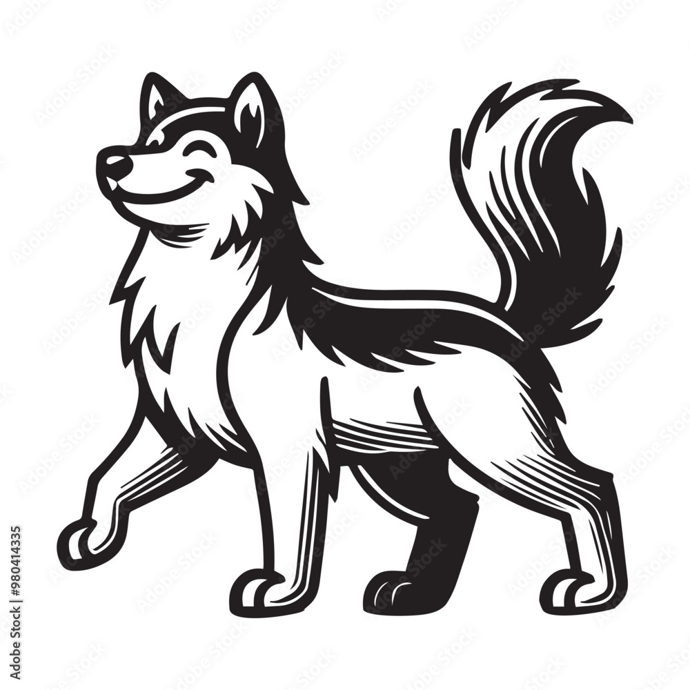 Wolf Outline Clipart - Gray wolf vector illustration in black and white ...