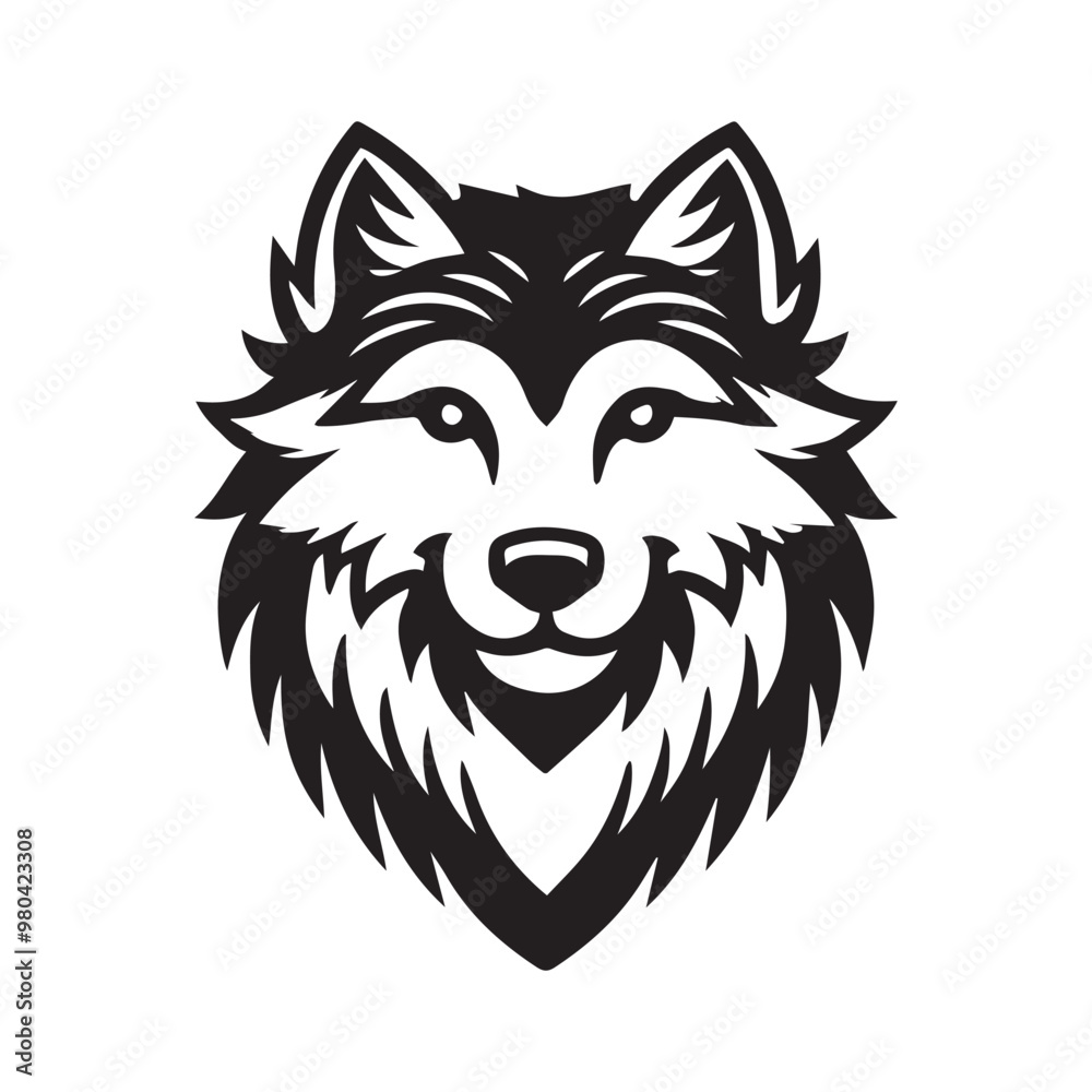 Wolf face Logo Clipart - grey wolf head Outline design - Gray wolf ...