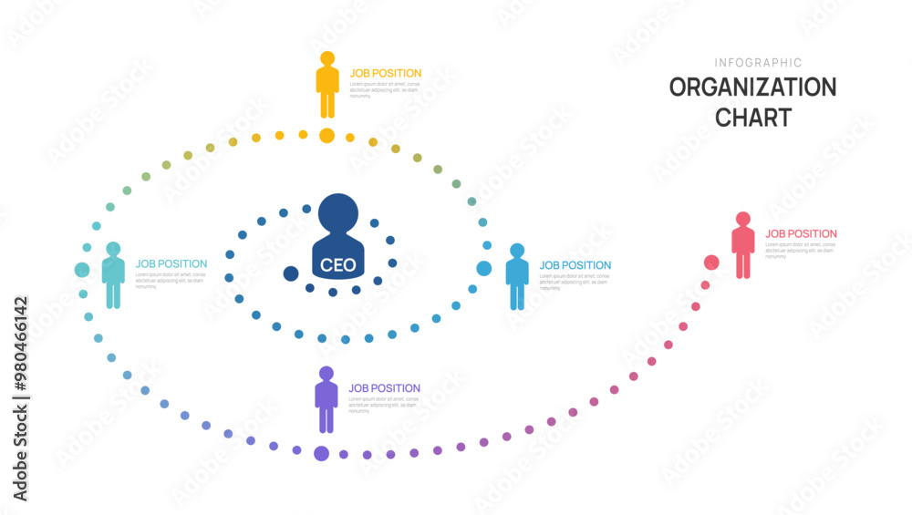 Infographic template circle organization chart with business avatar ...
