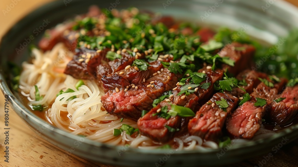 Get close-up shots of a plate of Vietnamese pho, featuring aromatic ...
