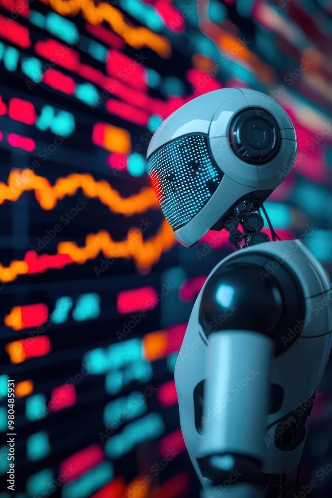 Ilustración de Stock Stock market graph being processed through a ...