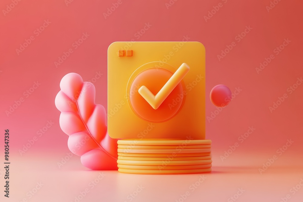 Minimalistic yellow checkmark icon with a soft background symbolizing ...