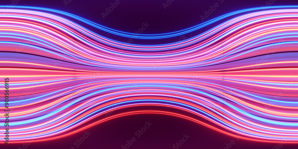 HDRI. Glowing neon lines. Full spherical panorama 360 degrees. 3D ...