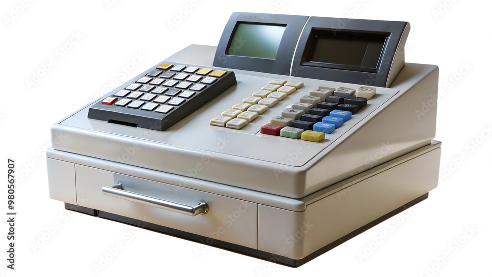 Modern Electronic Cash Register with Customer Display and Functional ...