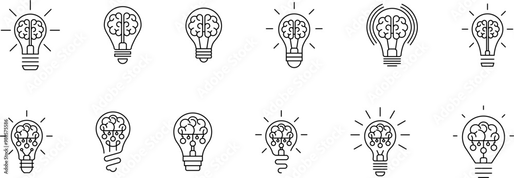 Light Bulb line icon vector, isolated on white background. Idea sign, solution, thinking concept ...