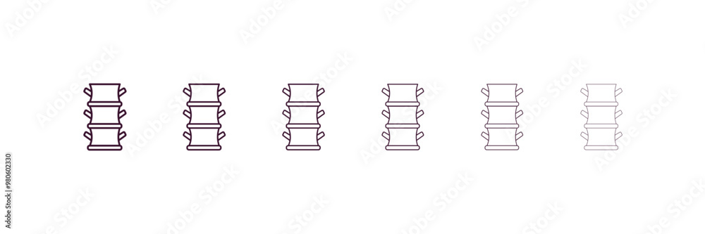 spinal column outline icon. Linear vector from medical concept. 6 different line style spinal ...