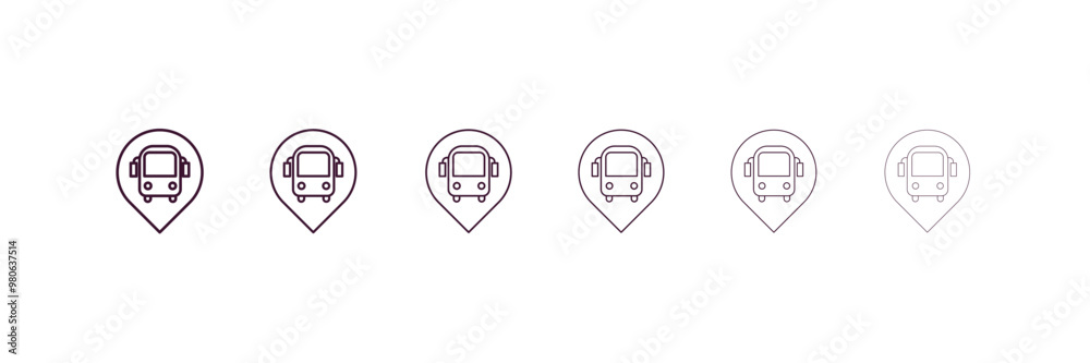 bus stop sign outline icon. Linear vector from traffic signs concept. 6 different line style bus ...