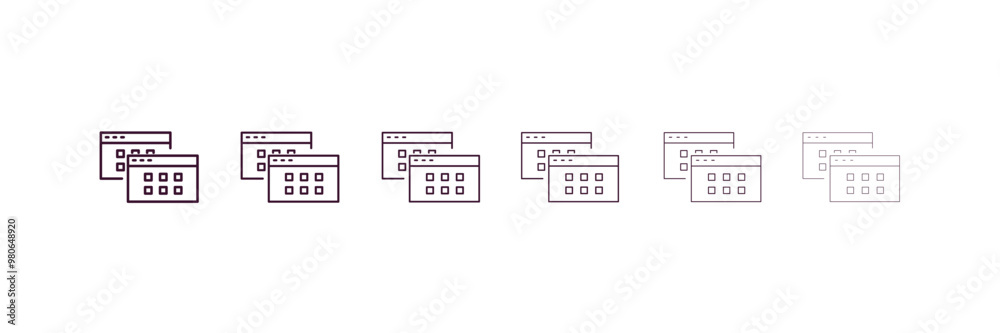 data windows outline icon. Linear vector from user interface concept. 6 different line style ...