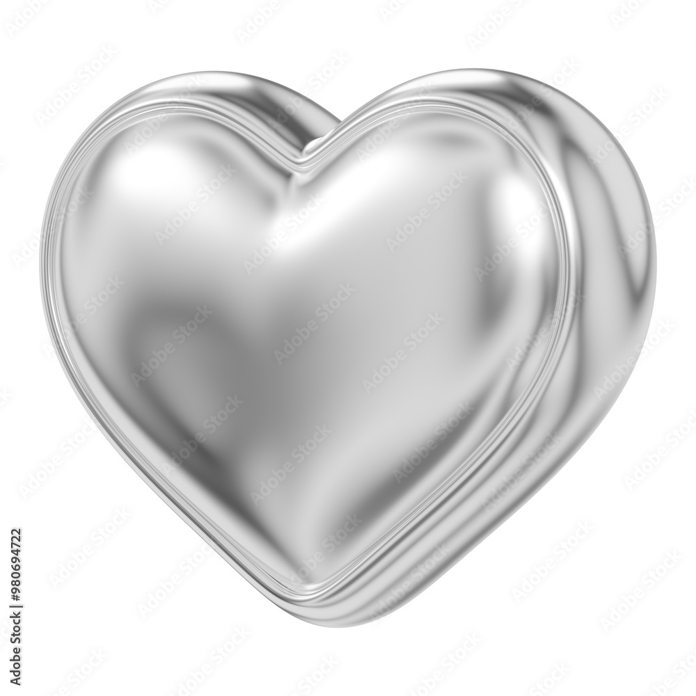 Metallic silver heart png 3D element, transparent background Stock ...