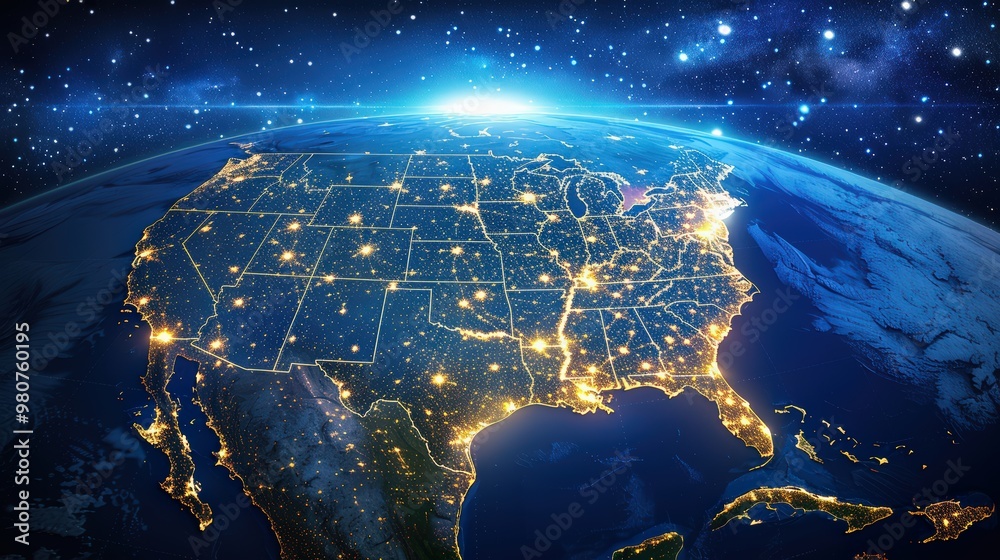 Map of industrial zones across the USA transforming into digital ...