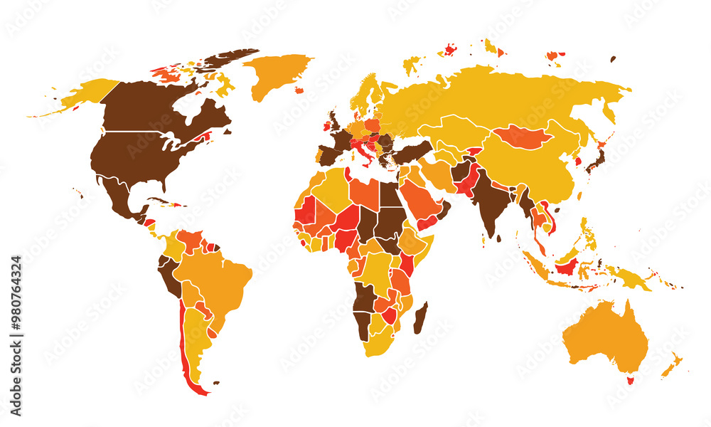 World map modern colors vector, isolated on white background.Travel ...
