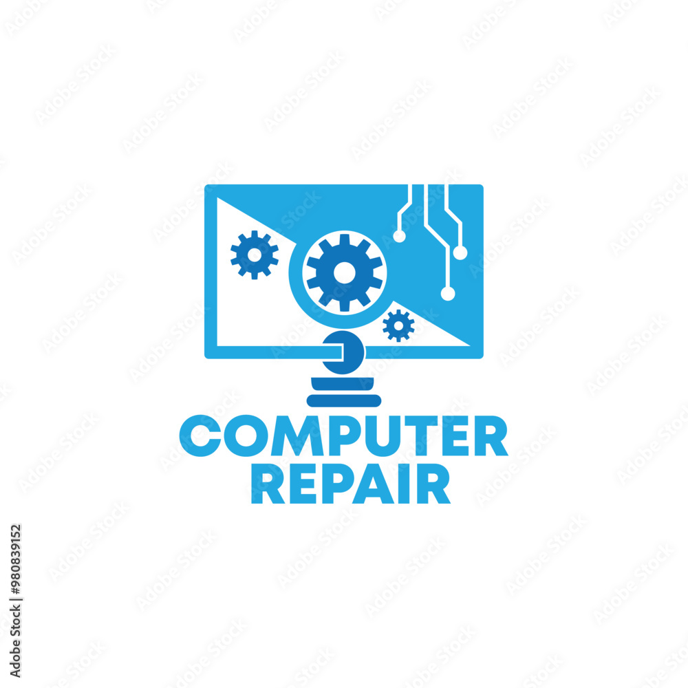 Computer Logo Design Stock Vector | Adobe Stock