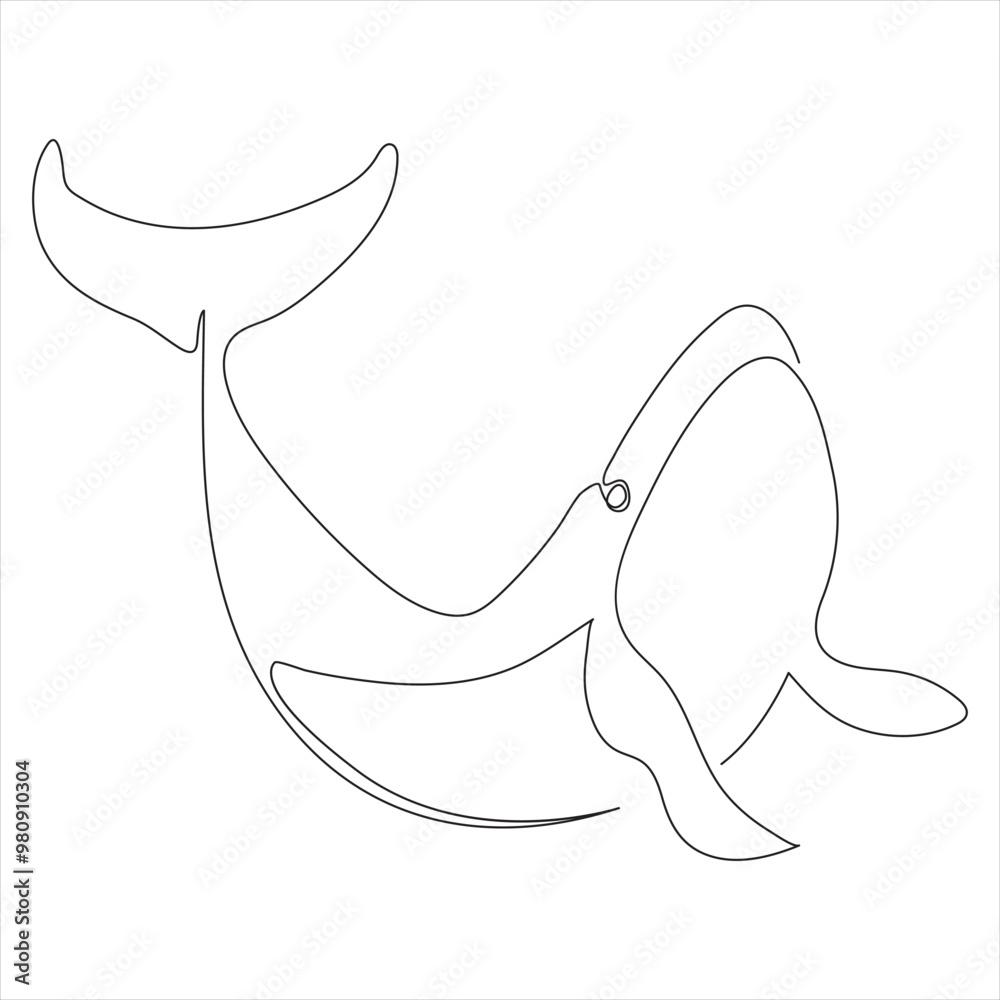 PrintContinuous one line drawing of orca whale. One line drawing ...