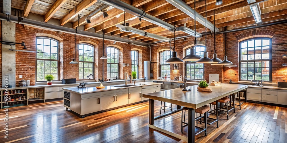 Modern industrial-style laboratory inside a renovated historic house ...