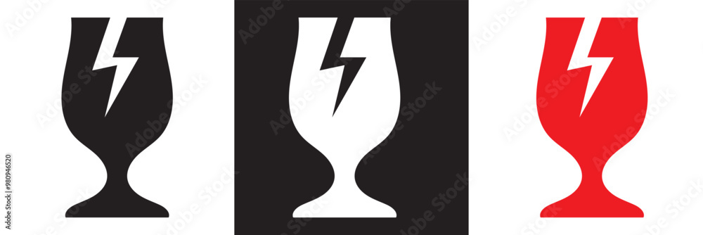 Vector de Stock sticker fragile red white and black fragile warning ...