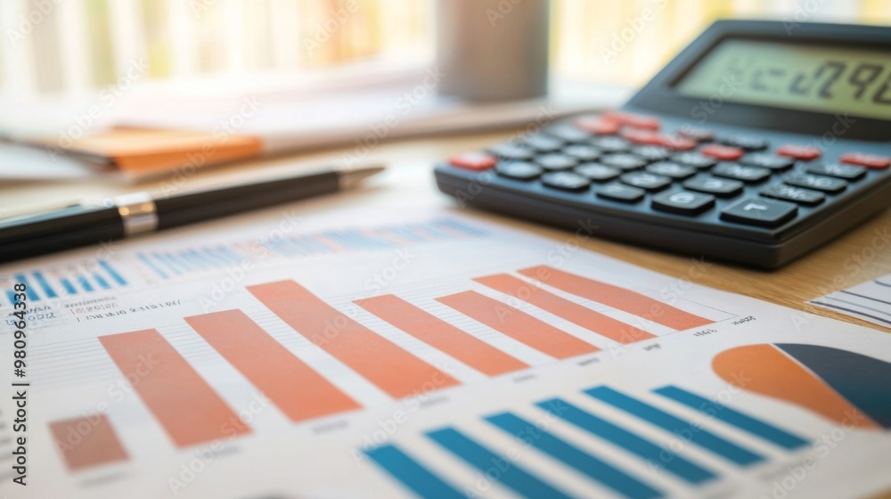 A detailed view of a financial report featuring a bar chart with ...