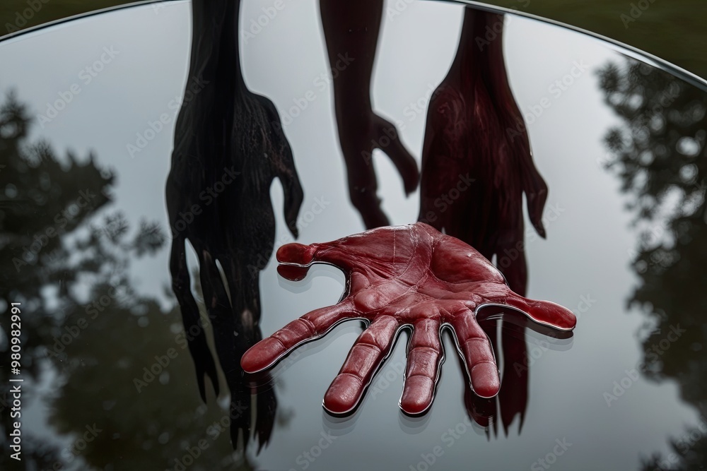 Nightmarish Handprint Reflections on Clear Surfaces Macabre Impressions ...