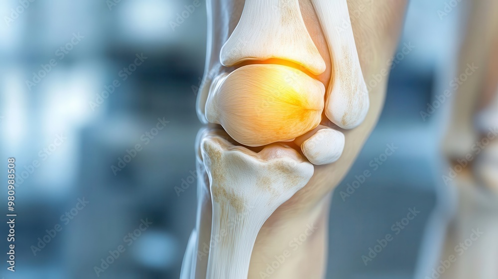 Detailed anatomy showing cartilage loss in the knee joint ...