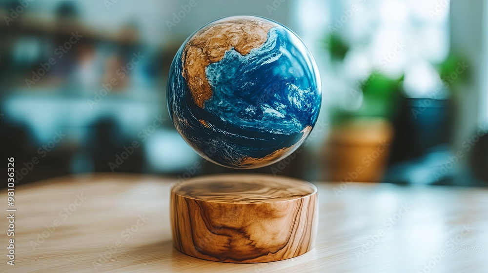 A Floating Globe Reflecting Earths Oceans and Continents in a Modern ...