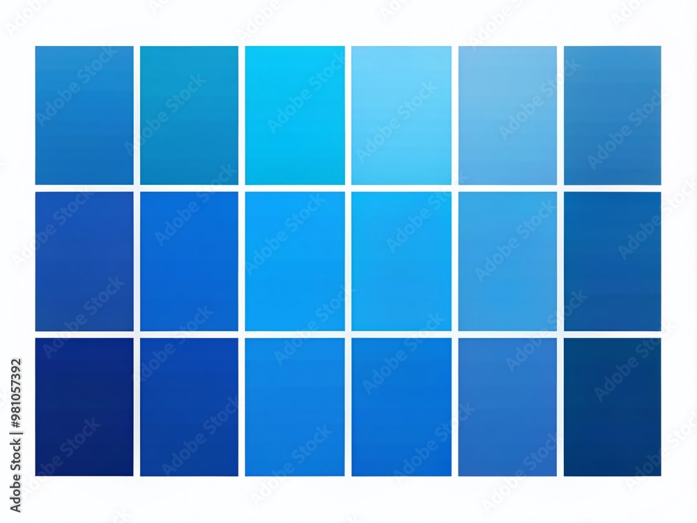 Vibrant blue shades color chart displaying a gradual progression of 12 ...