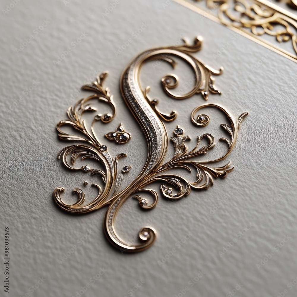 Ornate Gold Letter S with Diamond Accents Stock Illustration | Adobe Stock