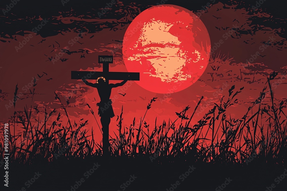 Jesus Christ crucified on the cross at Calvary hill. Generative Ai illustration Stock ...