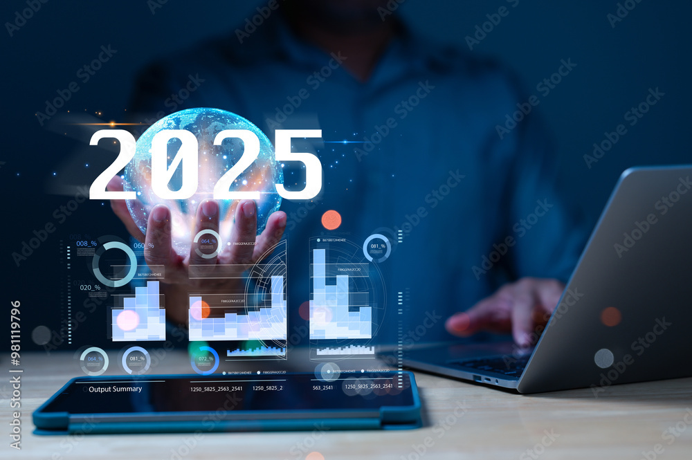 Visionary Scene Futuristic Data Visualization In 2025 With Interactive Elements And Statistics
