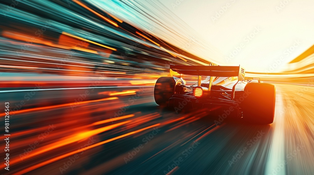 Speed Demon: High-Performance Race Car Racing Through Curve with ...