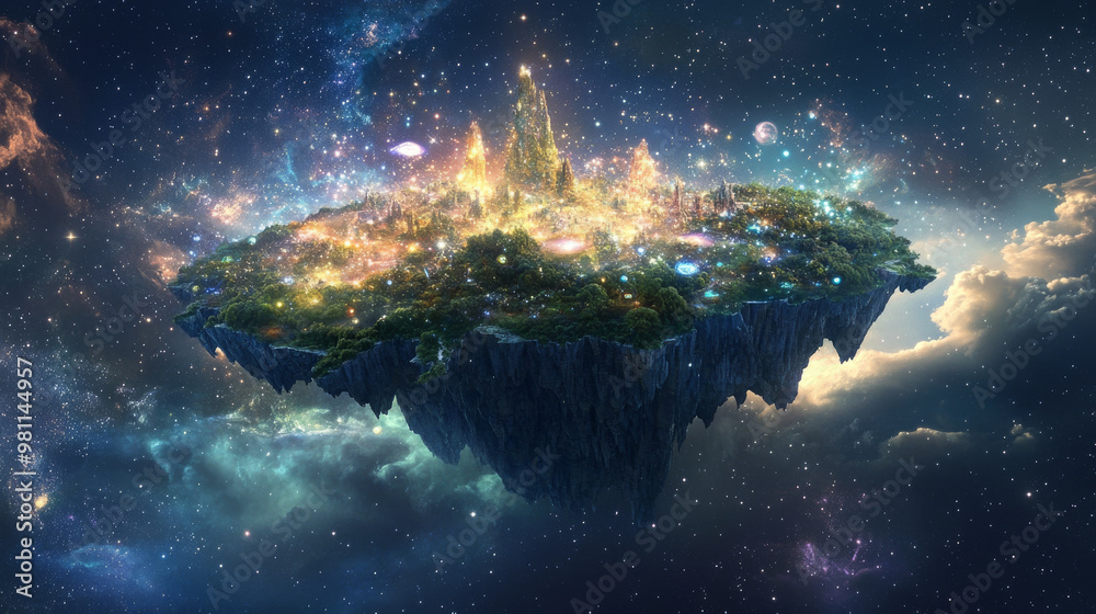 A floating island in space where all social media interactions are ...