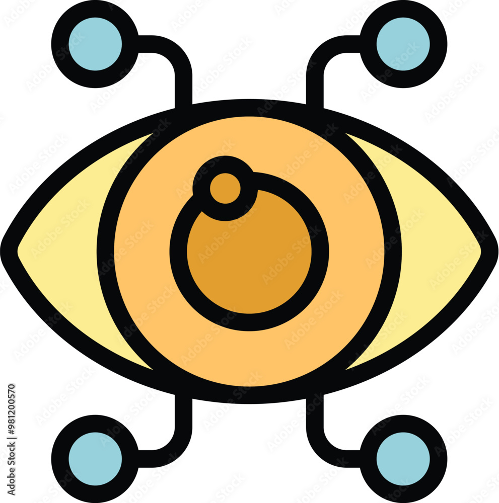 Human eye is connected to a network, showing the concept of artificial ...