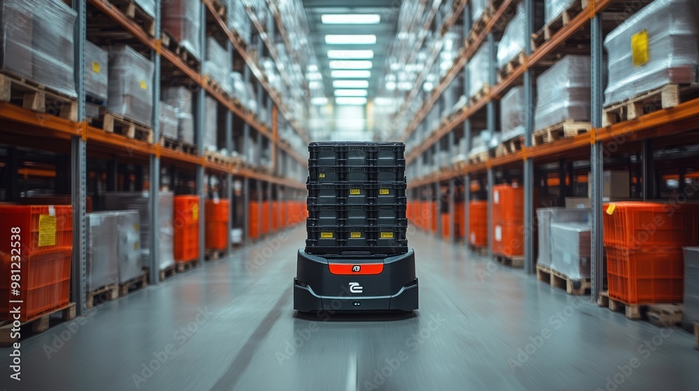 Automated guided vehicle transporting heavy pallets in a warehouse ...