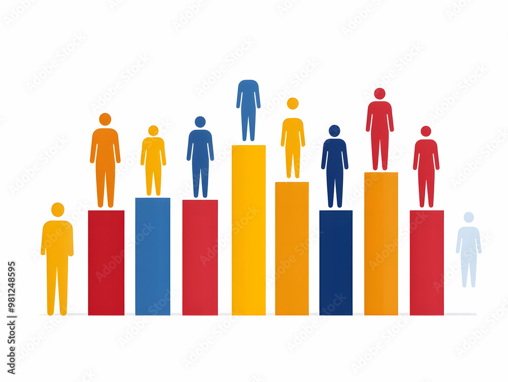 3D Flat Bar Graph Vector Illustration of Increasing Voter Turnout ...