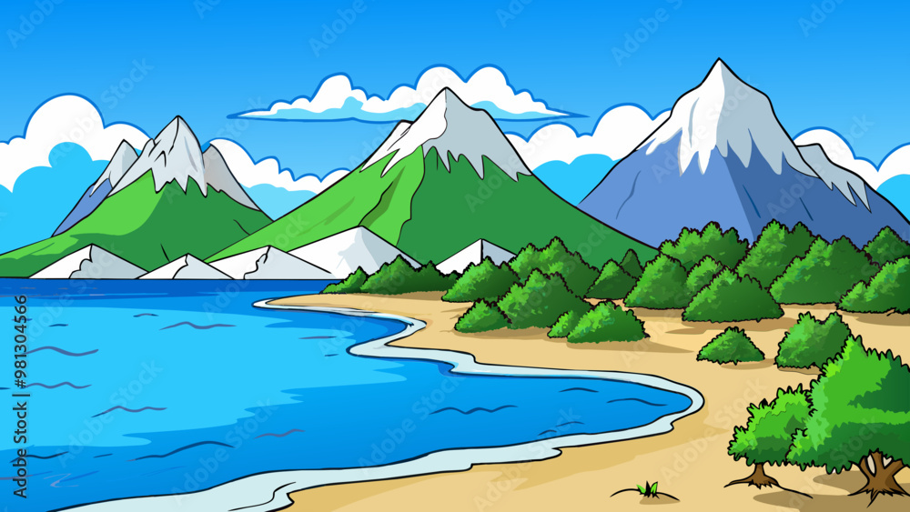 Beautiful scenic vector illustration, a vibrant and colorful landscape ...