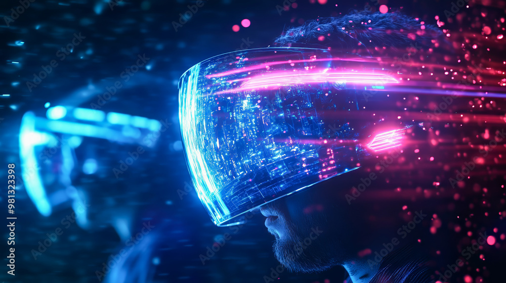 background with glowing lights and futuristic gamer, gaming immersion ...
