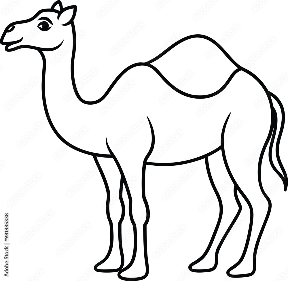 Graphic camel logo icon line art vector illustration featuring a ...