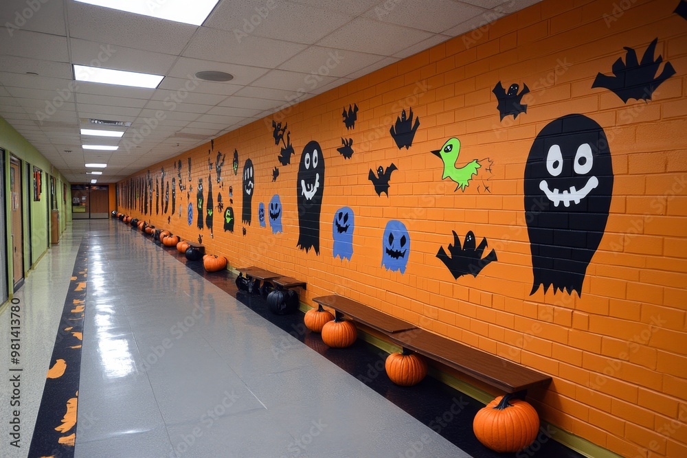 ภาพประกอบ Stock Halloween theme in school promotes teamwork through ...