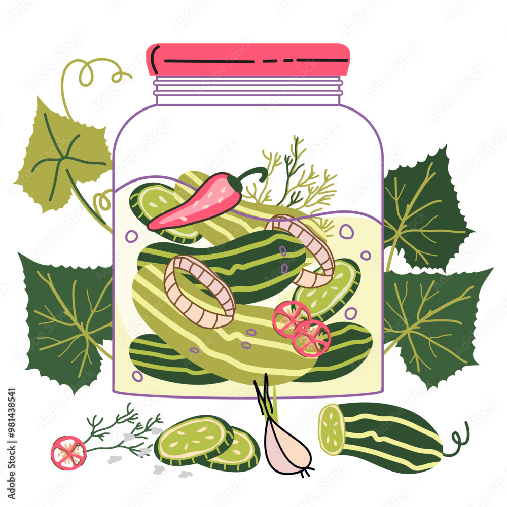 Image of pickled cucumbers or pickles, a popular fermented food, hand ...