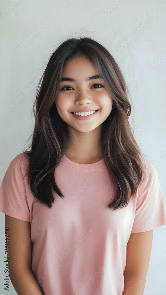 minimalist portrait of a beautiful young filipino girl with brown hair ...