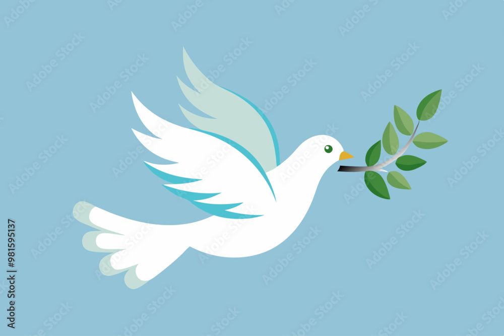 Ilustración de una paloma blanca volando con una rama de olivo en el ...