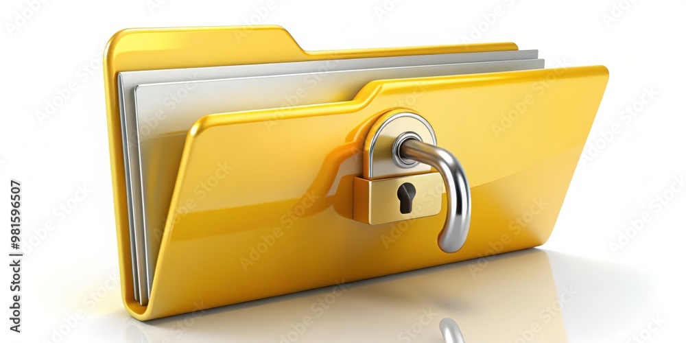 Locked Yellow Folder Icon With A Keyhole 3d Illustration File Security Data Protection