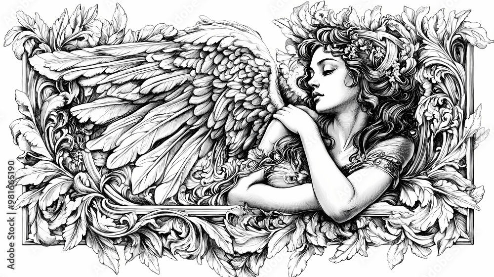 Png transparent angel woman decorative border divider as detailed ...