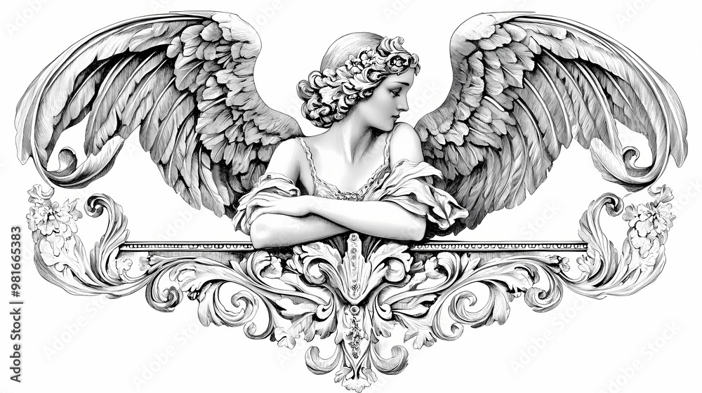 Png transparent angel woman decorative border divider as detailed ...