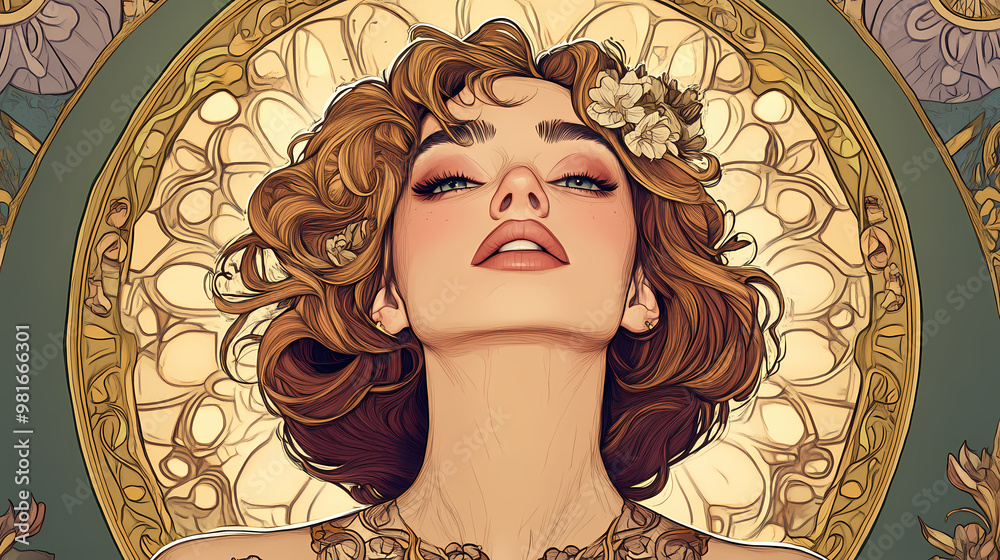 Portrait of beautiful women in art nouveau style. awesome women ...