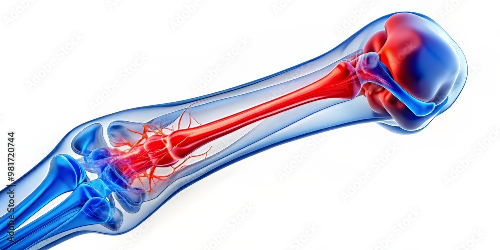 High-contrast vector illustration of a human femur fracture, depicting ...